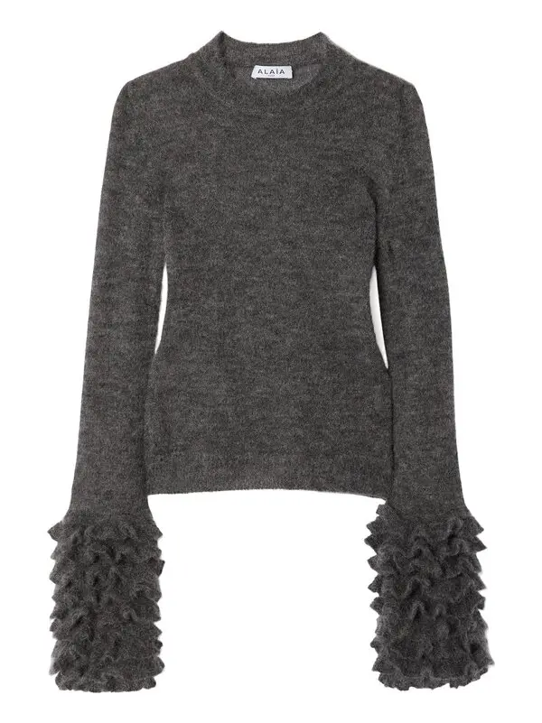 Alaïa Ruched Mohair-blend Sweater - Gray