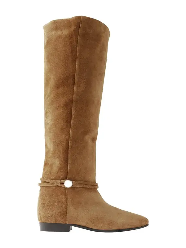 Isabel Marant Nynel Embellished Suede Knee Boots - Brown