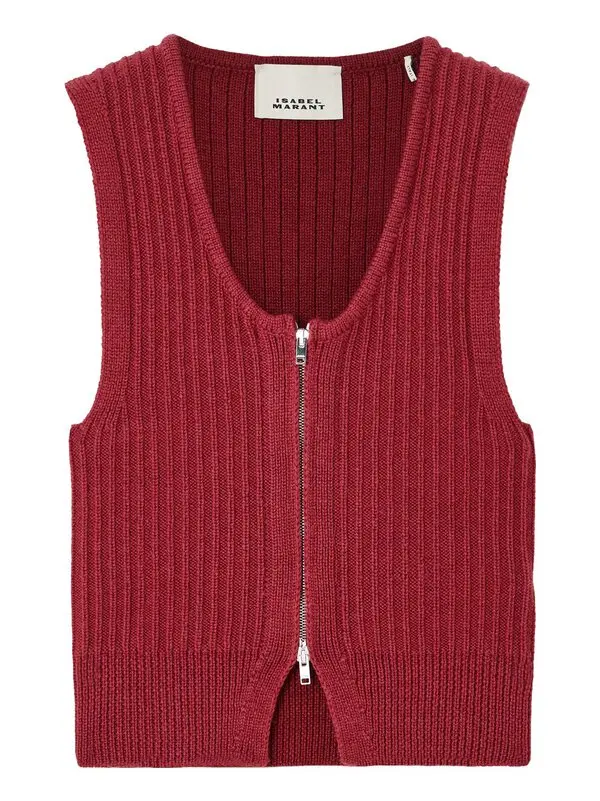 Isabel Marant Devima Ribbed Wool Vest - Red