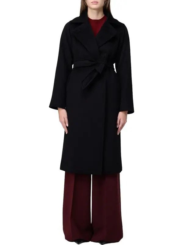 Max Mara Belted Long Coat - Black