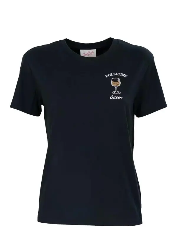 MC2 SAINT BARTH Rhinestone-embellished Wine-glass T-shirt - Black