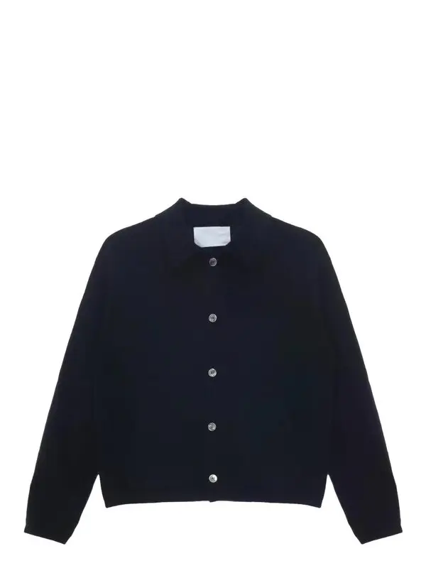 CUDDLEUP Polo-collar Cardigan - Black