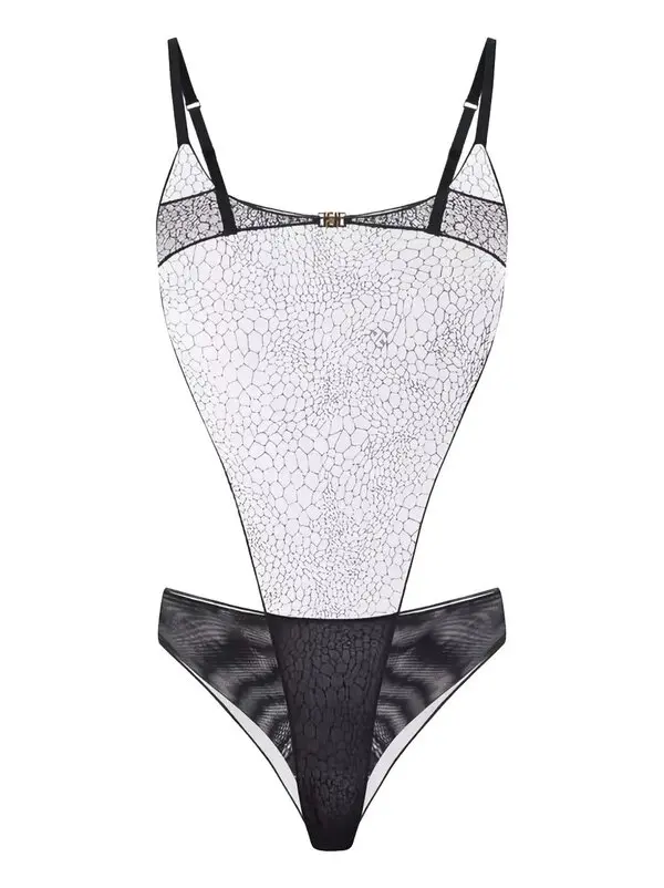 Elisabetta Franchi Snake-pattern Tulle Bodysuit - Black