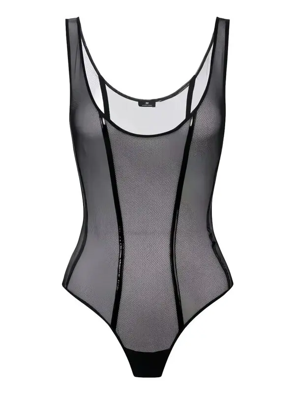 Elisabetta Franchi Tulle Bodysuit - Black