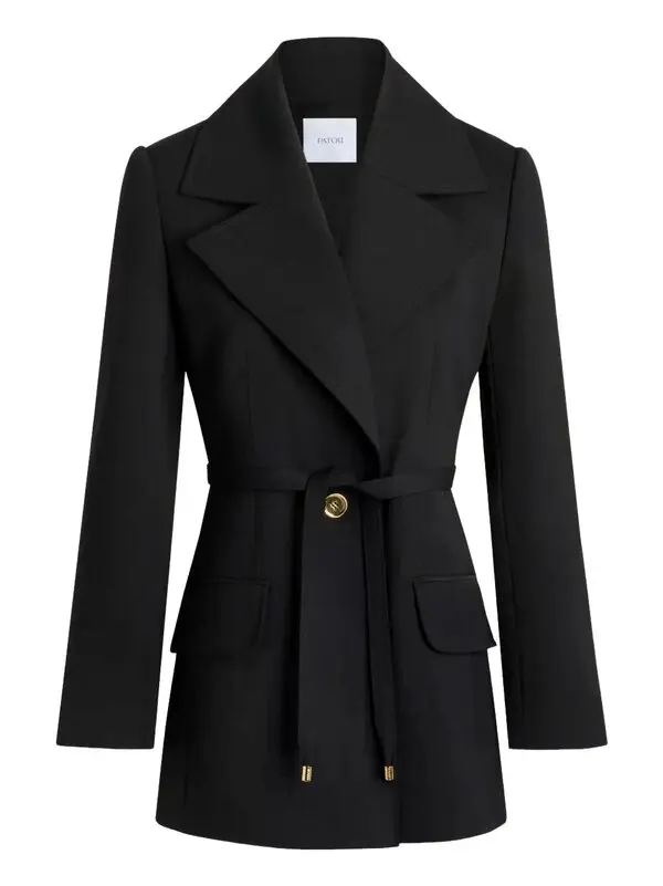 Patou Single-breasted Belted Jacket - Black