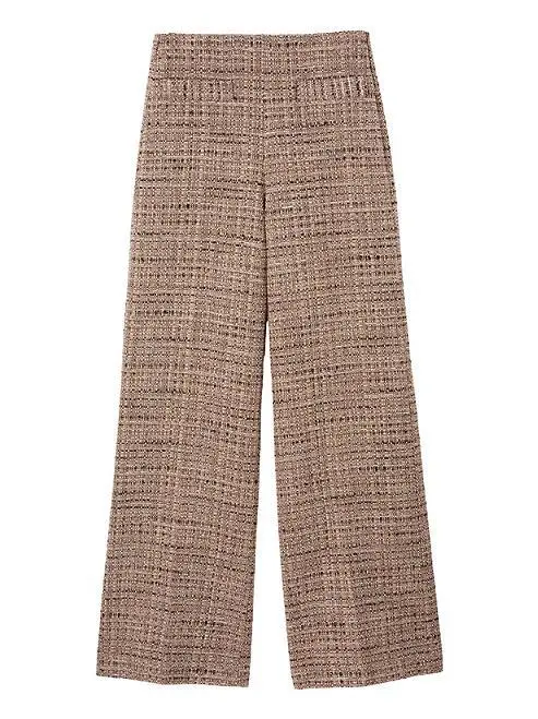 Sandro Tweed Wide-leg Trousers - Brown