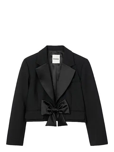 Sandro Short Bow-embellished Jacket - Black