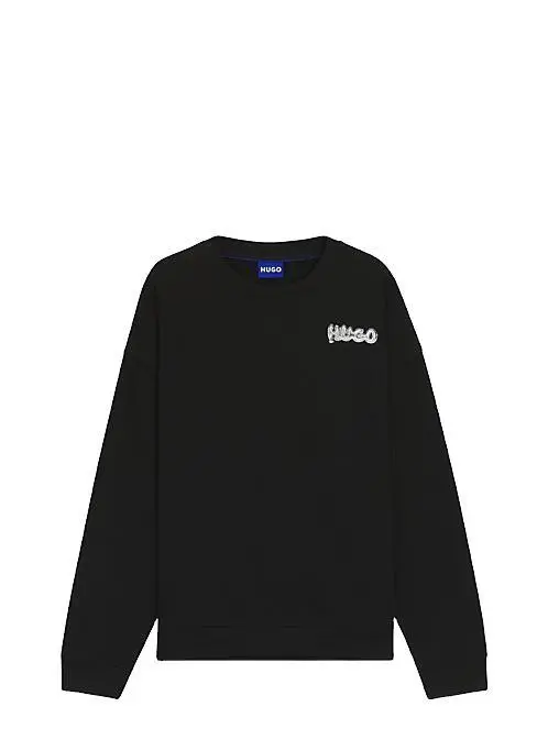 Hugo Relaxed-fit Cotton-jersey Sweatshirt With Brand Print - Black