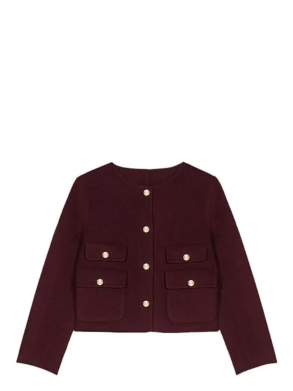 Maje Reversible Wool-blend Jacket - Burgundy