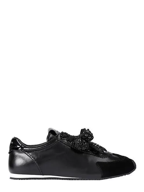 Kurt Geiger Islington Bow Leather Trainers - Black