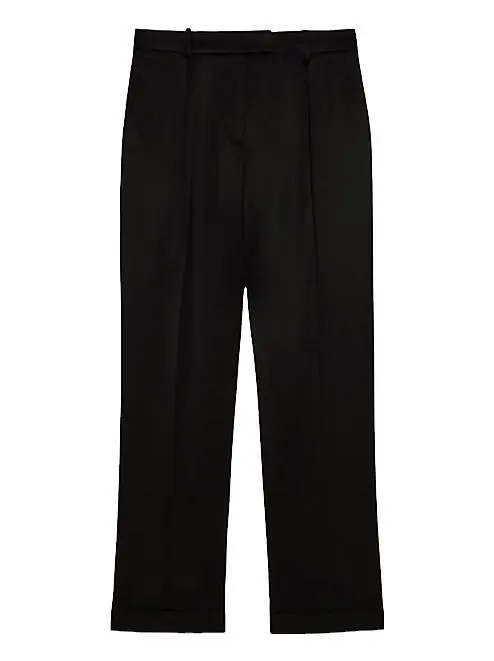 REISS Tapered-fit Satin Trousers - Black