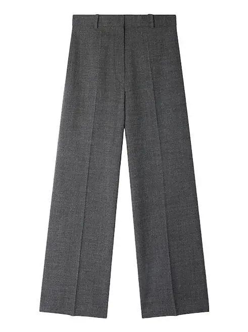 Sandro Wide Straight-leg Stretch-woven Trousers - Light Grey