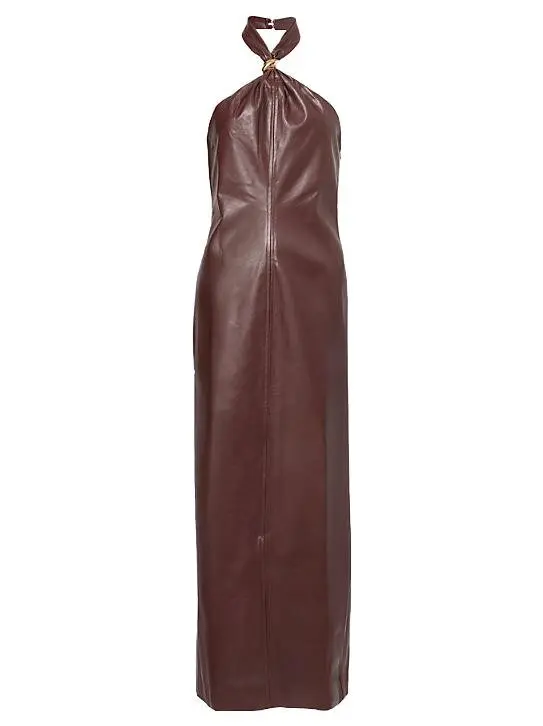 4TH & RECKLESS Halterneck Faux-leather Maxi Dress - Burgundy