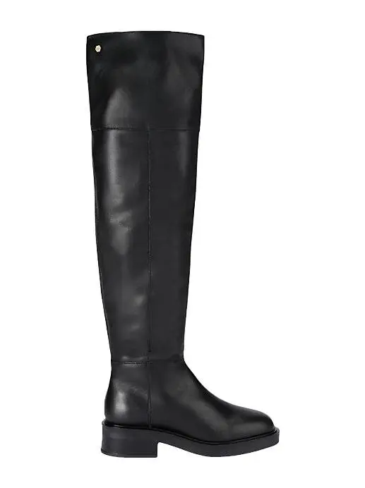 Carvela Napoli Leather Over-the-knee Flat Boots - Black