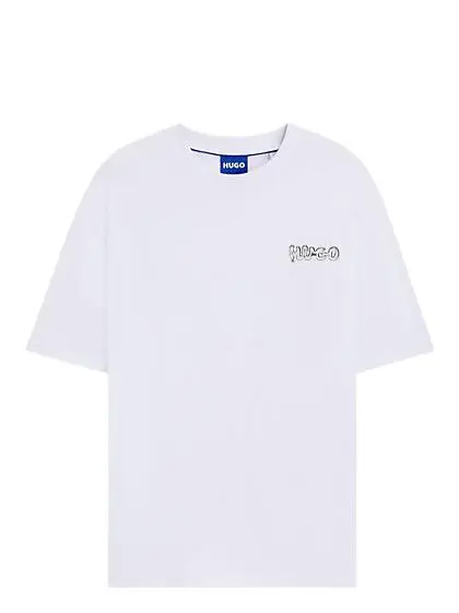 Hugo Brand-print Relaxed-fit Cotton-jersey T-shirt - White