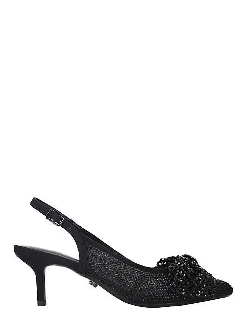 Carvela Chiara Bow Woven Heeled Slingbacks - Black
