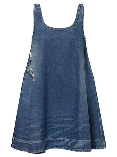 Simone Rocha Aline Distressed Denim Mini Dress - Distressed Blue