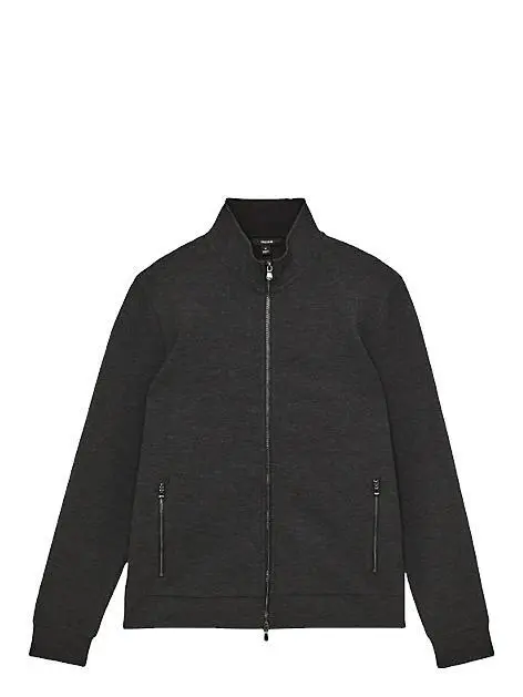 REISS Cortona Zipped Stretch-jersey Sweatshirt - Charcoal