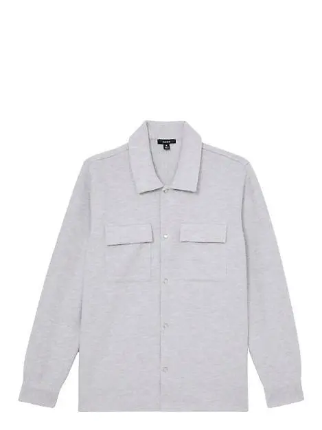 REISS Maxwell Patch-pocket Cotton-jersey Shirt - Grey Marl