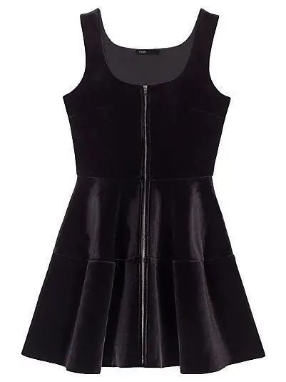 Maje Sleeveless Stretch-velvet Skater Dress - Black