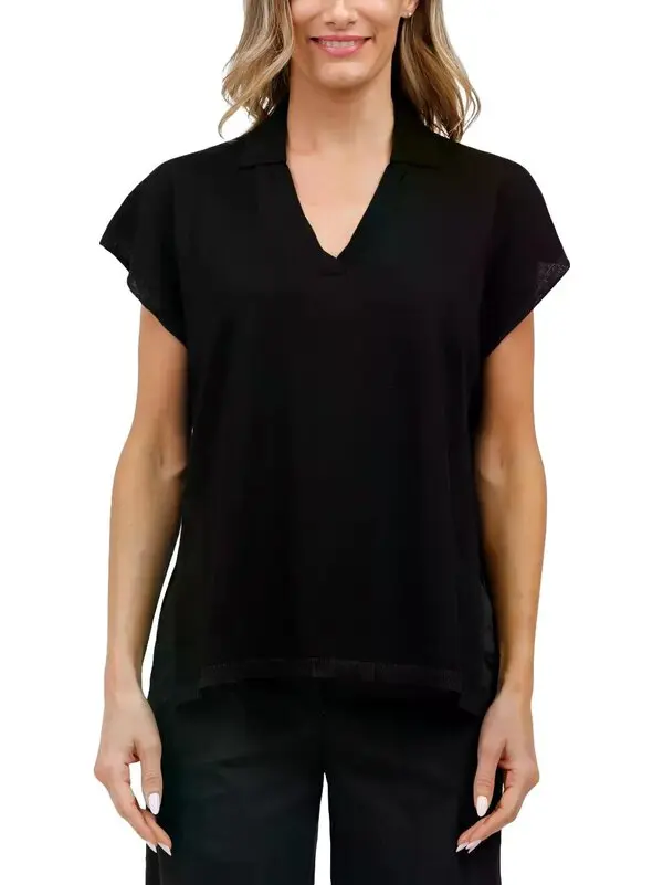 GRAN SASSO Short-sleeve Knit Top - Black