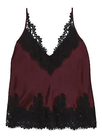 REISS Rowan Lace-embroidered Silk Cami - Burgundy