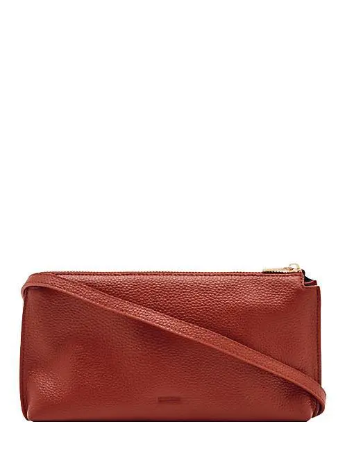 REISS Leather Cross-body Bag - Red