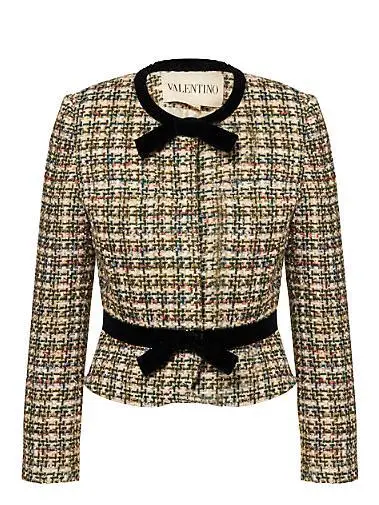 Valentino Garavani Tweed Cropped Woven Jacket - Multicolor.