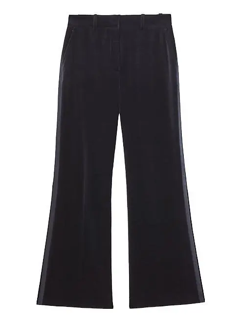 REISS Verda Flare-leg Velvet Trousers - Navy