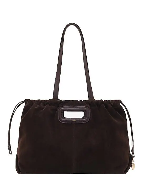 Maje Suede Shoulder Bag - Dark Brown