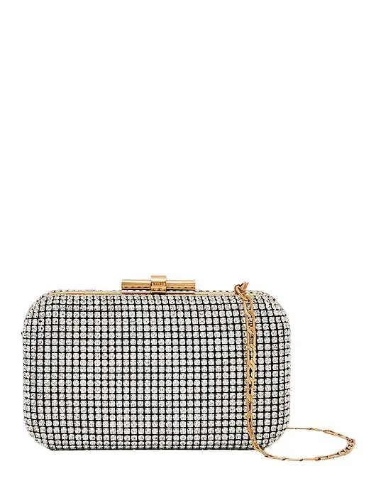 REISS Orla Embellished Box Clutch - Silver