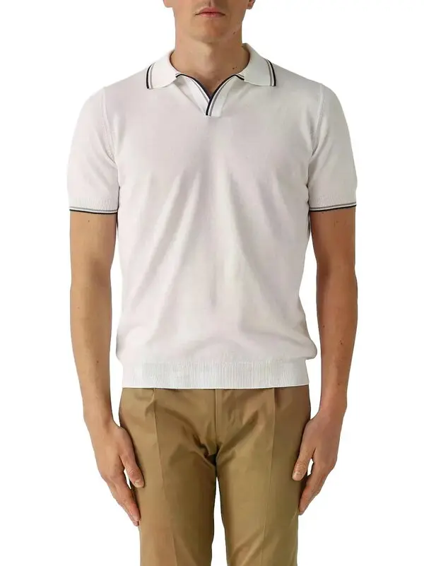 GRAN SASSO Short-sleeve Ribbed Polo Shirt - White