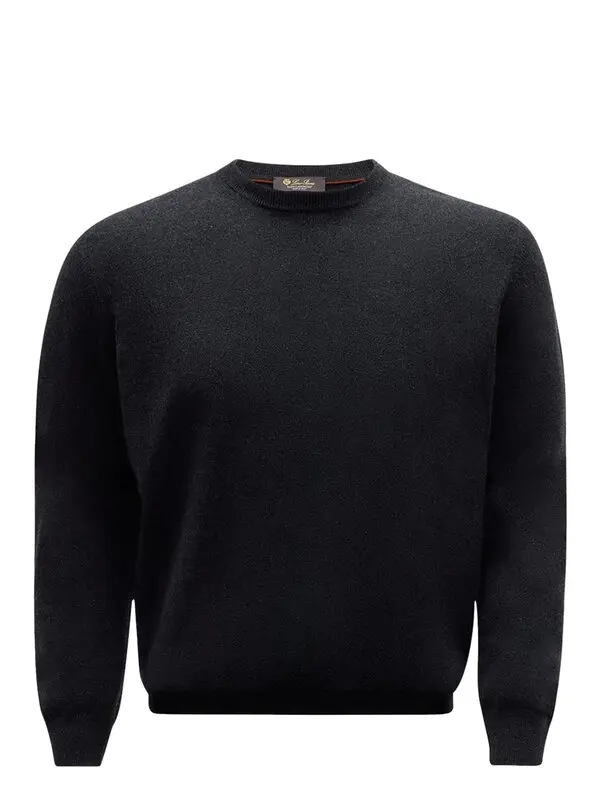 Loro Piana Crewneck Baby Cashmere Sweater - Black/grey Melange