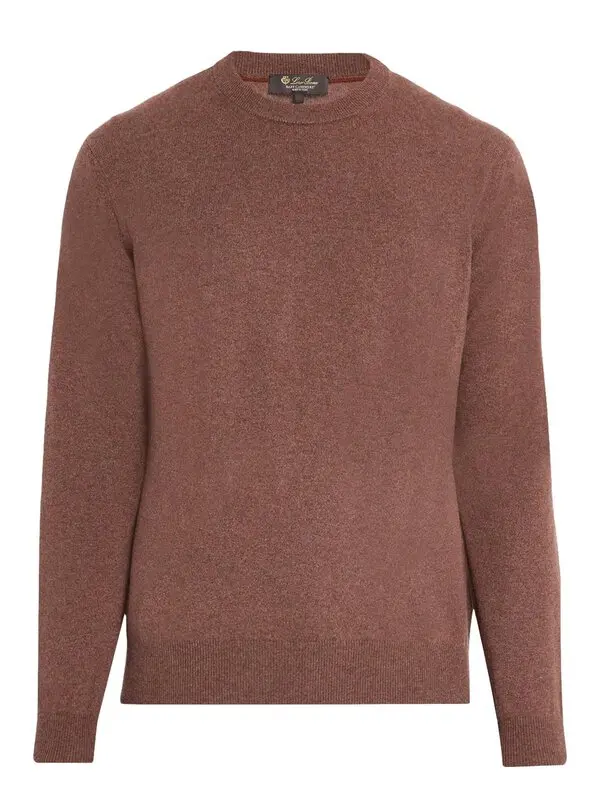 Loro Piana Crewneck Baby Cashmere Sweater - Red Tobacco Melange