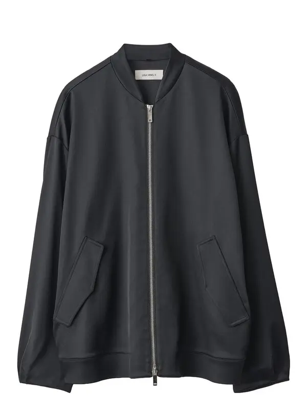 LISA YANG STORE Satin Bomber Jacket - Midnight