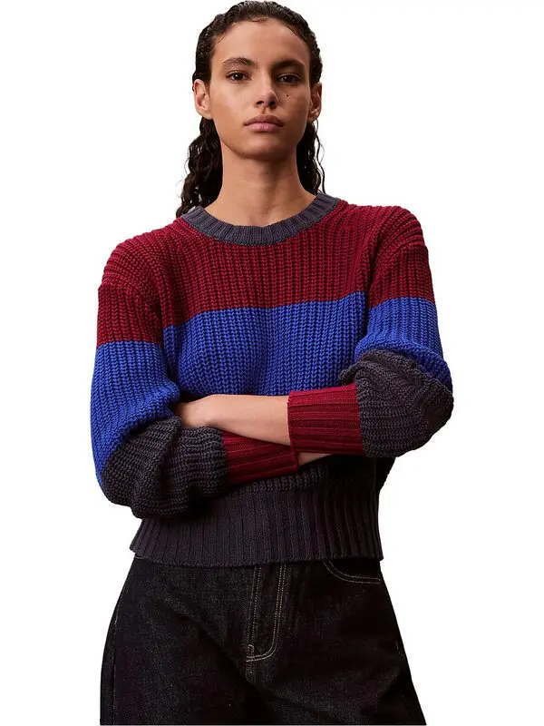 Calvin Klein Chunky Stripe Relaxed Sweater - Inkwell Combo