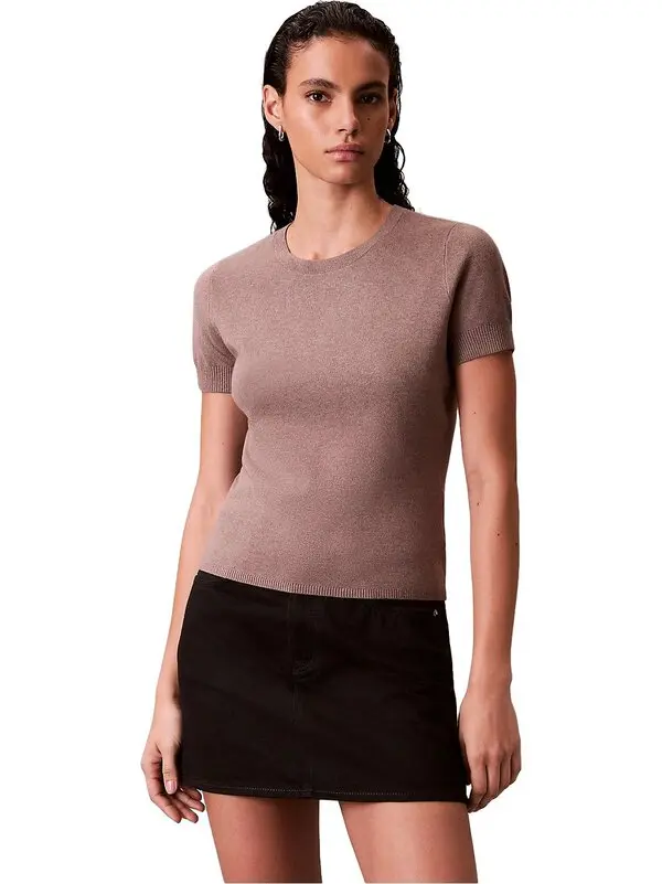 Calvin Klein Tech Knit T-shirt - Camel Heather