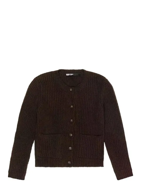 Bimba Y Lola Button-up Ribbed Knit Cardigan - Brown