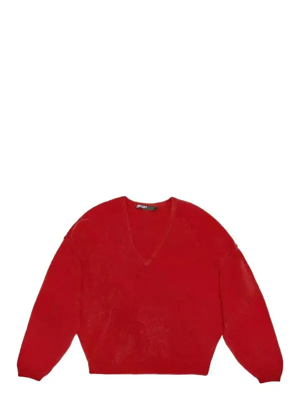 Bimba Y Lola Long Sleeve V-neck Top - Red