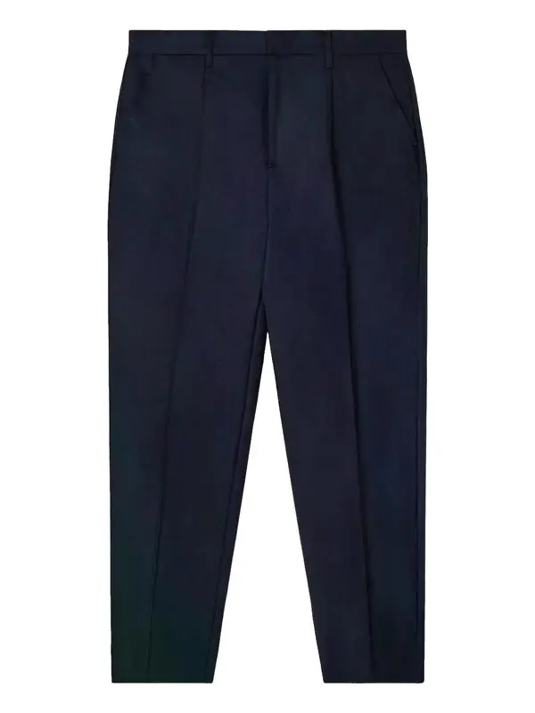 Emporio Armani Logo-plaque Wool Trousers - Blue