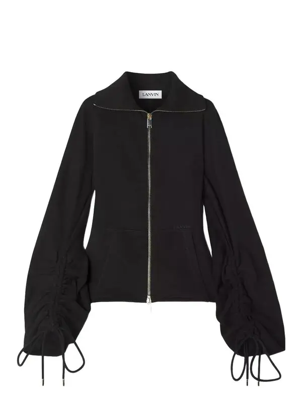 LANVIN Zip-front Jacket With Drawstring Cuffs - Black