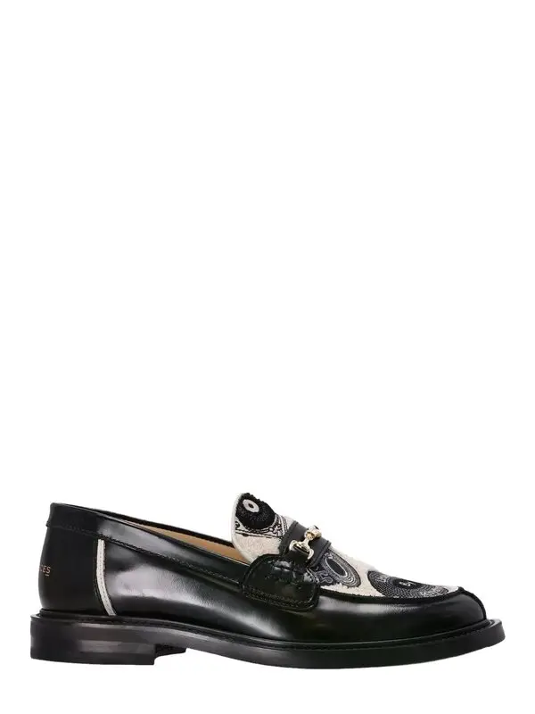 Filling Pieces Graphic Pattern Leather Loafers - Black