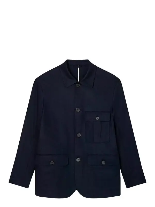 Emporio Armani Buttoned Patch-pocket Jacket - Blue