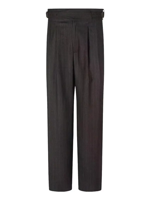 Emporio Armani Pinstripe Buckle Trousers - Grey