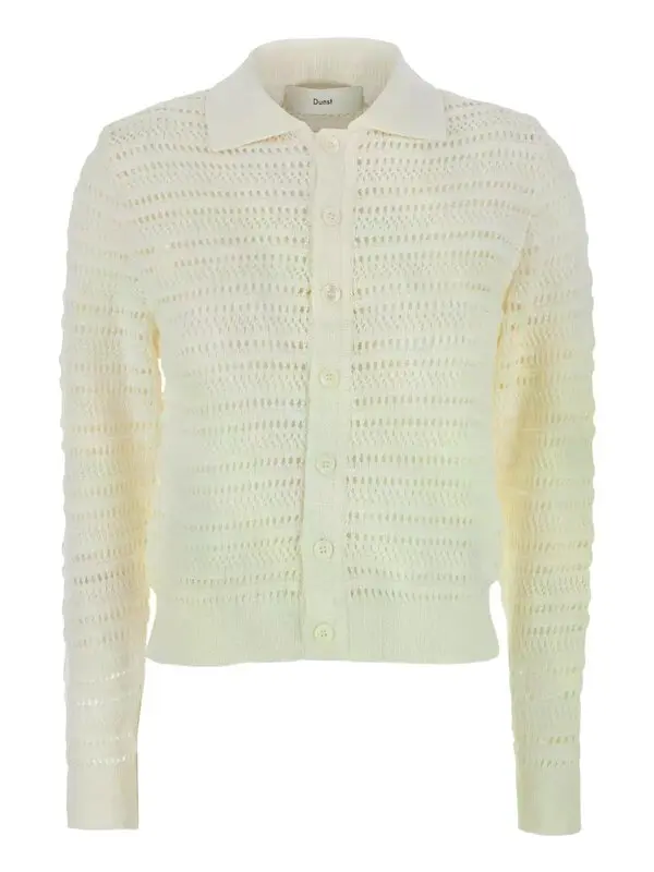 DUNST Open-knit Cardigan - White