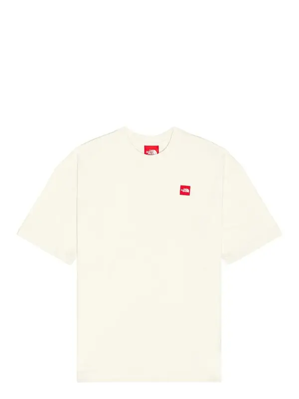 The North Face Red Box Tee In Green - White Dune