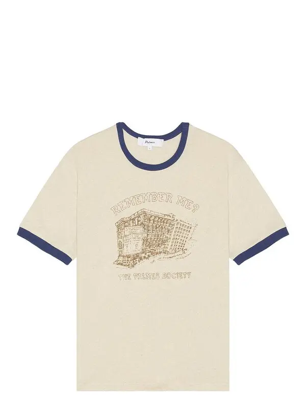 PALMES Remember Ringer T-shirt In White - Broken White