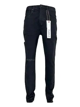 PURPLE BRAND P002ndbr825 Knee Slit Slim Jean - Black