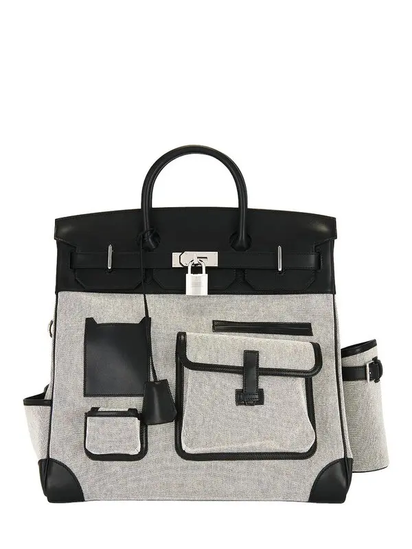 Hermès Evercalf Toile Cargo Haut A Courroies Birkin 40 Handbag - Noir