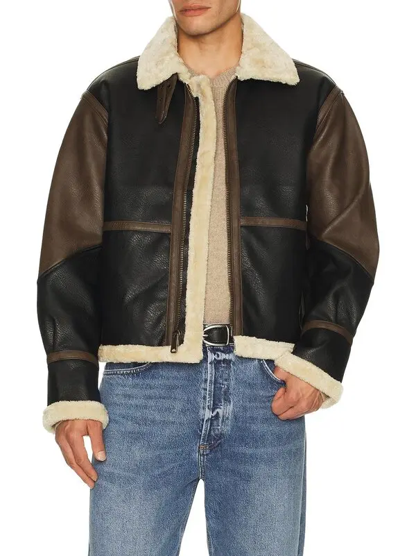 Alpha Industries Faux Leather B-3 Mod Jacket - Espresso